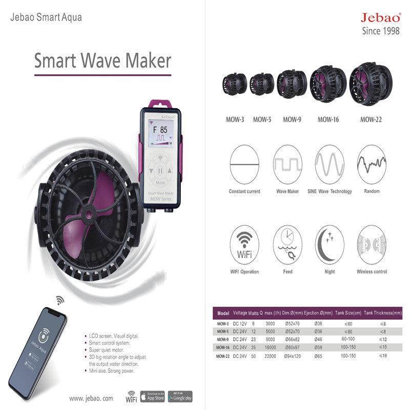Jebao MOW-5 Smart Wave Maker – AquaForest Aquarium Studio